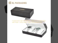 Gepersonaliseerd logo mannen vrouw horloge set verpakkingsdoos met kussen, luxe horloge papieren cadeau verpakkingsdoos