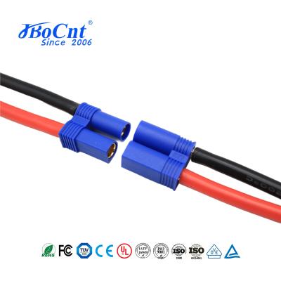 China Angled Gold Plated Banana Plug 6mm Bullet Connector EC6 With Blue Housing for sale