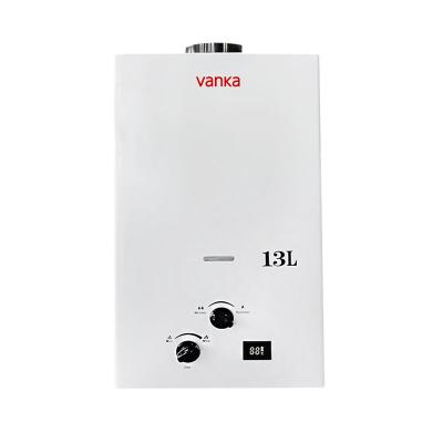 China 13L Flue Gas Water Heater with Elegant Black Display and Knob for Modern Homes for sale