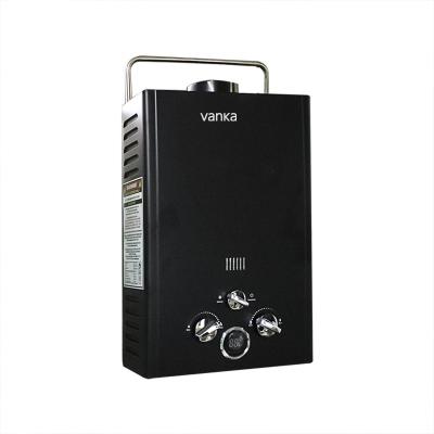 China Black 12L Portable LPG Tankless Water Heater – Instant Hot Water with Flue Exhaust for sale