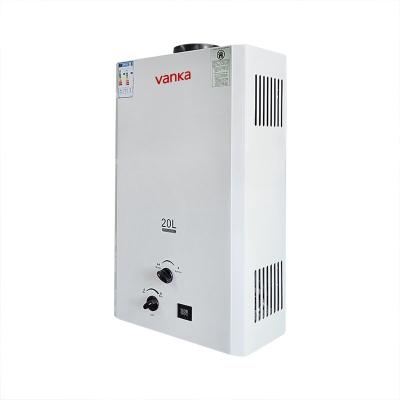 China Thermostatic Tankless Water Heater 20L Gray – Dual Flue Pipe Design for sale