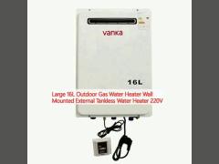 Grote buitenwaterverwarmer met gas van 16 liter, wandgebouwde, externe tankloze waterverwarmer van 220 V