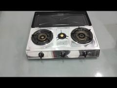 Portable 3 Burner Stainless Steel Tabletop Gas Stove Cover Kitchen Use
