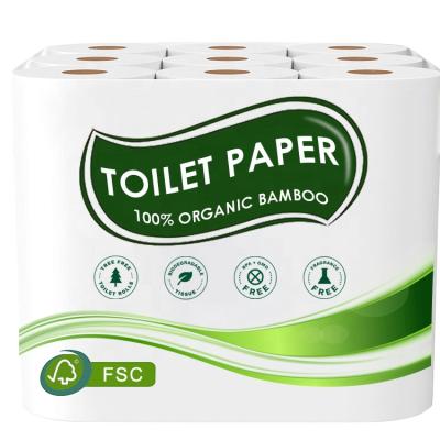 China Hot Selling Cheap Custom Water Soluble Eco Bamboo Toilet Paper Roll Toilet Tissue for sale