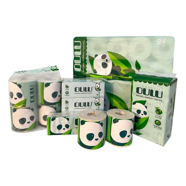 Quality Cleancare Skin-Friendly Multifunctional Panda Toilet Paper Roll Plain Embossing Gift Idea for sale