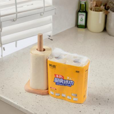 China Wholesale Custom Printing Disposable Kitchen Paper Soft Oil Absorbing Double-layer Soft Kitchen Roll Paper for sale