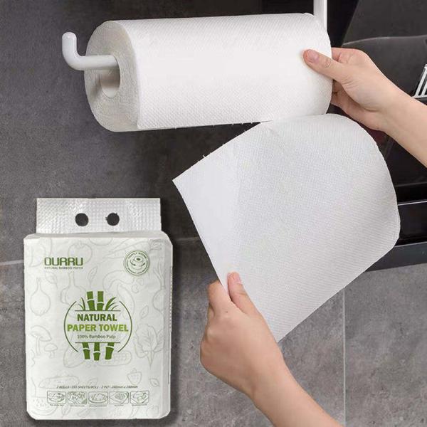 Quality Customized Size Unbleached Restaurant outdoor bamboo kitchen paper towel for sale