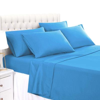 Cina 100% di poliestere solido in tessuto di microfibra Set di lenzuola da letto piatta 4 o 6pcs lavabile in vendita