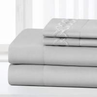 China 90gsm Embroidered Sheets Set Solid Pattern Extra Soft Wrinkle and Fade Resistant 4PCS for sale