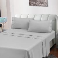 China 90gsm Embroidered Sheets Set Solid Pattern Extra Soft Wrinkle and Fade Resistant 4PCS for sale