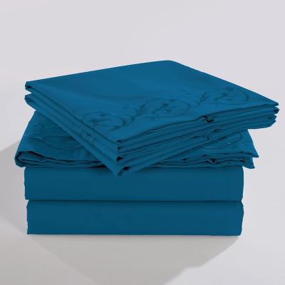 Cina No riempimento eleganti e moderni fiori a rotoli set di fogli ricamati 4pcs 100% poliestere in vendita