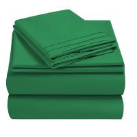 China Embroidery Two Lines Bed Sheet Set 4pcs for USA 100% Polyester Microfiber Material for sale