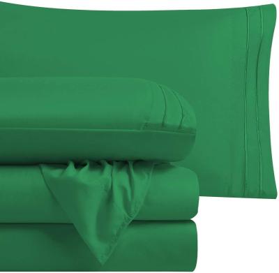 Cina Ricamo 2 linee lenzuola da letto set 4pcs per USA 100% poliestere microfibra materiale in vendita