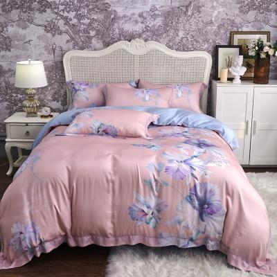 Cina Disegno di fiori su misura Lavabile anni 60 100% Lyocell Satin Set di biancheria da letto per camera da letto Grado A in vendita
