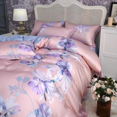 Cina Disegno di fiori su misura Lavabile anni 60 100% Lyocell Satin Set di biancheria da letto per camera da letto Grado A in vendita