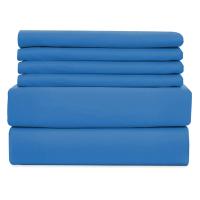 China YARN DYED 100% Polyester Fibre 6pcs Bamboo Solid Microfiber Fabric Bedding Sheet Set for sale