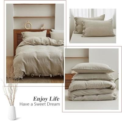 Cina Colore massiccio 100% di lino Set di copertina 3pcs Disegno personalizzabile in vendita
