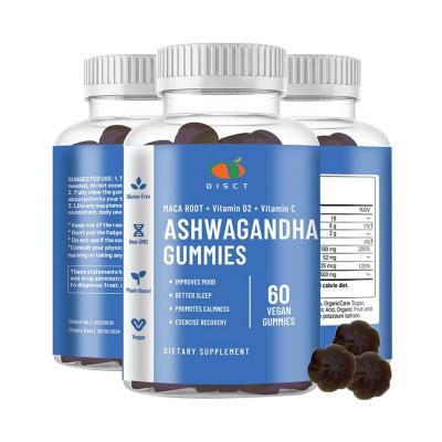 China Customized  Organic Sugar Free Ashwagandha Gummies 60PCS/Bottle For Relaxation Support for sale
