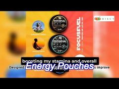 peach flavor energy pouch with vitamin b12 and mushroom supplement for daily boost