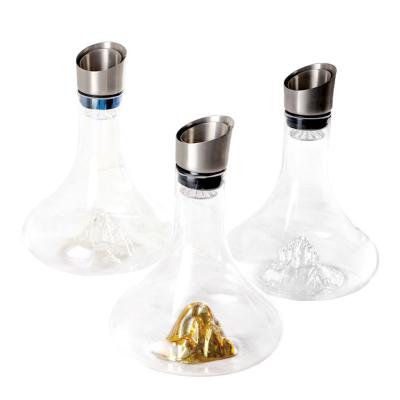 China 750ml Waterfall Effect Crystal Clear Glass Wine Decanter For Wine With Aerator Creuset Wine Decanter Set for sale