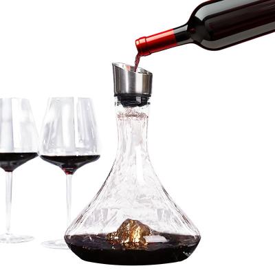 China 750ml Waterfall Effect Crystal Clear Glass Wine Decanter For Wine With Aerator Creuset Wine Decanter Set for sale