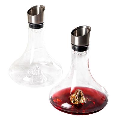 China 750ml Waterfall Effect Crystal Clear Glass Wine Decanter For Wine With Aerator Creuset Wine Decanter Set for sale