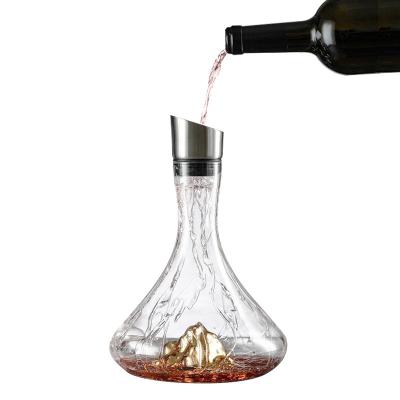 China 750ml Waterfall Effect Crystal Clear Glass Wine Decanter For Wine With Aerator Creuset Wine Decanter Set for sale
