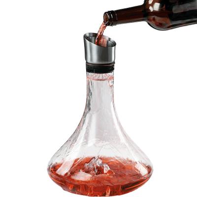 China 750ml Waterfall Effect Crystal Clear Glass Wine Decanter For Wine With Aerator Creuset Wine Decanter Set for sale