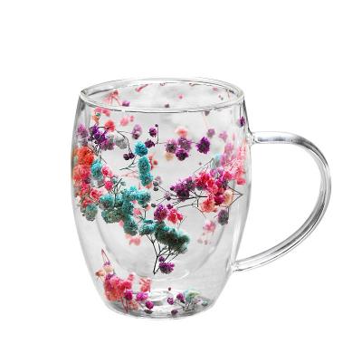 China Bulk 350ml Flower Coffee Mugs & Glass Cups | Wholesale Custom Logo Heatproof BPA-Free Business Gifts for sale