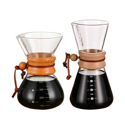 China Commercial-Grade Custom 400ml Glass Coffee Dripper | SS Filter + Wooden Handle | Ideal for Cafes,Catering for sale