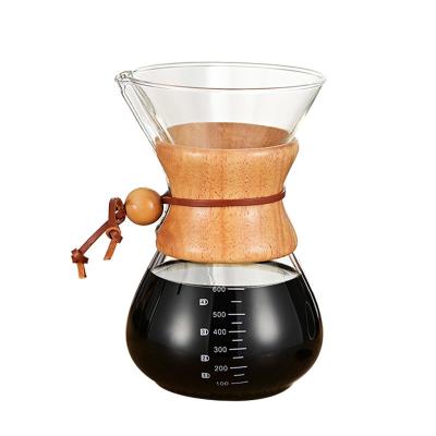 China Commercial-Grade Custom 400ml Glass Coffee Dripper | SS Filter + Wooden Handle | Ideal for Cafes,Catering for sale
