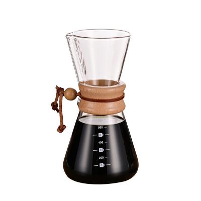 China Commercial-Grade Custom 400ml Glass Coffee Dripper | SS Filter + Wooden Handle | Ideal for Cafes,Catering for sale