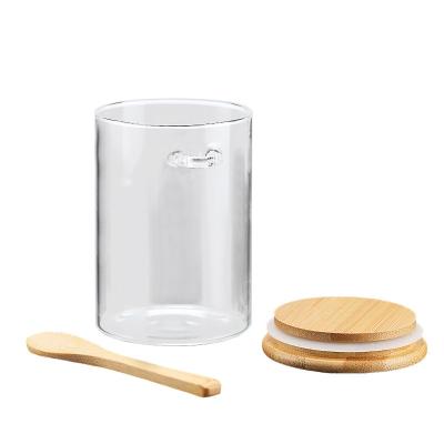 China Commercial-Grade Glass Jars with Spoon|B2B Bulk Order|Airtight Bamboo Lids Containers|Custom Branding for sale