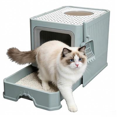 China Top Entry Cat Litter Box, Foldable Enclosed Drawer, Anti-Tracking, B2B Bulk OEM Odor Control for sale