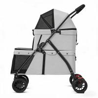 Quality Foldable Pet Stroller Detachable Carrier Shockproof Waterproof 4 Wheel Travel for sale