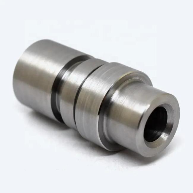 Close-up view of CNC turned auto starter components