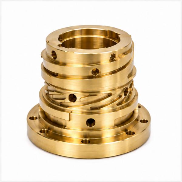 Quality CNC Copper Parts Turn Mill Brass Complex Bushing Assembly Inner Outer Special Grooves for sale