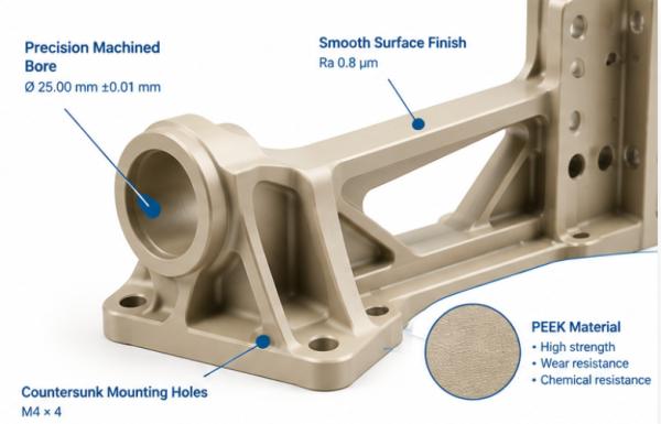 Quality Engineering Plastic CNC Machining Parts PEEK Precision Structural Bracket for sale