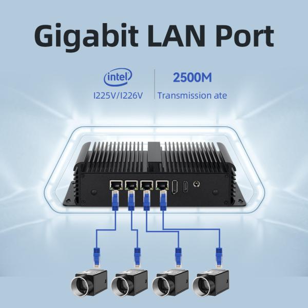 DDR4 16G 램 인텔 N100 팬리스 산업용 미니 PC 4 LAN 듀얼 COM 리눅스 와이파이