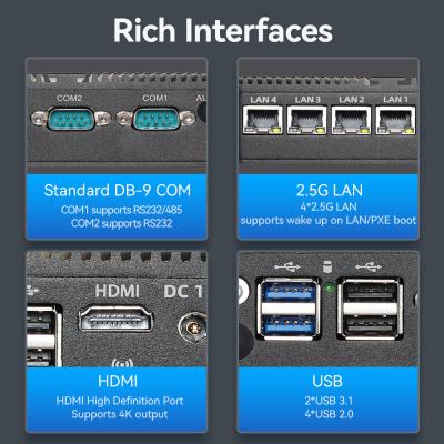 중국 DDR4 램 32GB 팬리스 PC 인텔 셀레론 시리즈 J6412 프로세서 산업용 미니 PC 판매용
