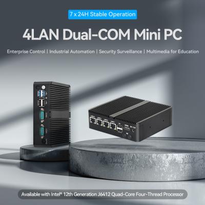 중국 DDR4 램 32GB 팬리스 PC 인텔 셀레론 시리즈 J6412 프로세서 산업용 미니 PC 판매용