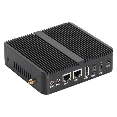 China J6412 N100 Processor Mini Fanless PC DDR4 Dual LAN Dual COM RS232 Triple Display for sale