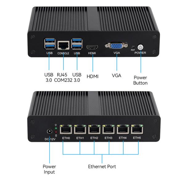 Intel Pentium 4405U 6LAN RJ45 Software Router DDR4 con doppio schermo
