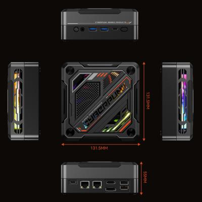 China AMD Ryzen R7 7840HS Mini PC Dual LAN DDR5 64GB Gaming Mini PC With Light for sale