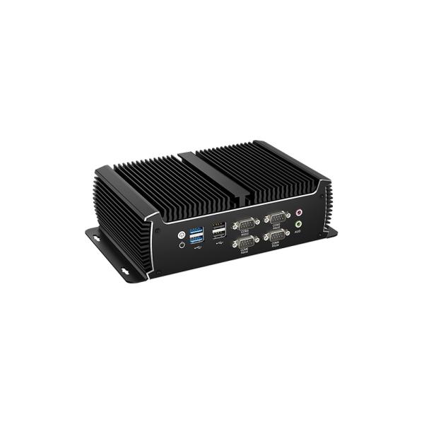 Black Fanless Industrial PC Mini Computer Intel Core Dual LAN Dual Display Asynchronous Output 1135G7U
