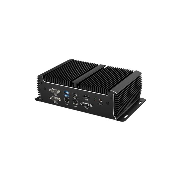 Black Fanless Industrial PC Mini Computer Intel Core Dual LAN Dual Display Asynchronous Output 1135G7U