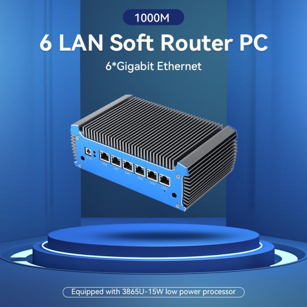Quality 6 RJ45 Ethernet Soft Router PC With DDR4 Up To 8G And Intel Celeron 3865U for sale