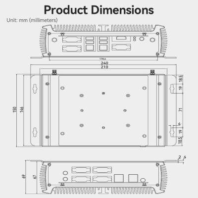 중국 인텔 코어 i5 5200U 팬리스 PC 듀얼 LAN 6 COM 및 DDR4 RAM 최대 32G 판매용