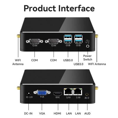 China Core i3 8130U Industrial PC DDR4 16G Dual Ethernet Fanless Black Mini Computer for sale