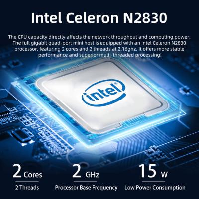 China DDR3 8GB Firewall Mini PC Router With Intel Celeron N2830 Fanless Cooling Method for sale